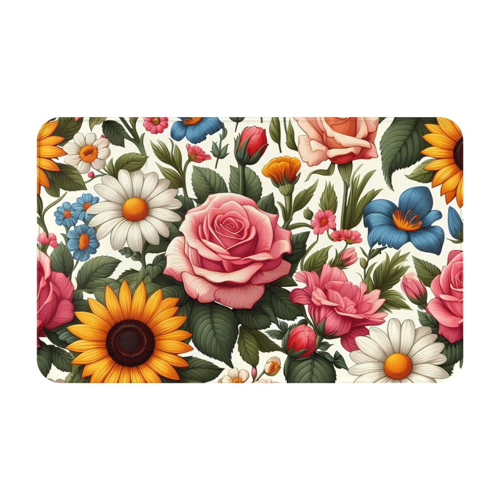 Bathroom Rugs Non Slip Washable - Colorful Floral Sunflower Daisy A ...