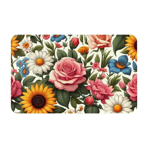 Bathroom Rugs Non Slip Washable - Colorful Floral Sunflower Daisy A ...