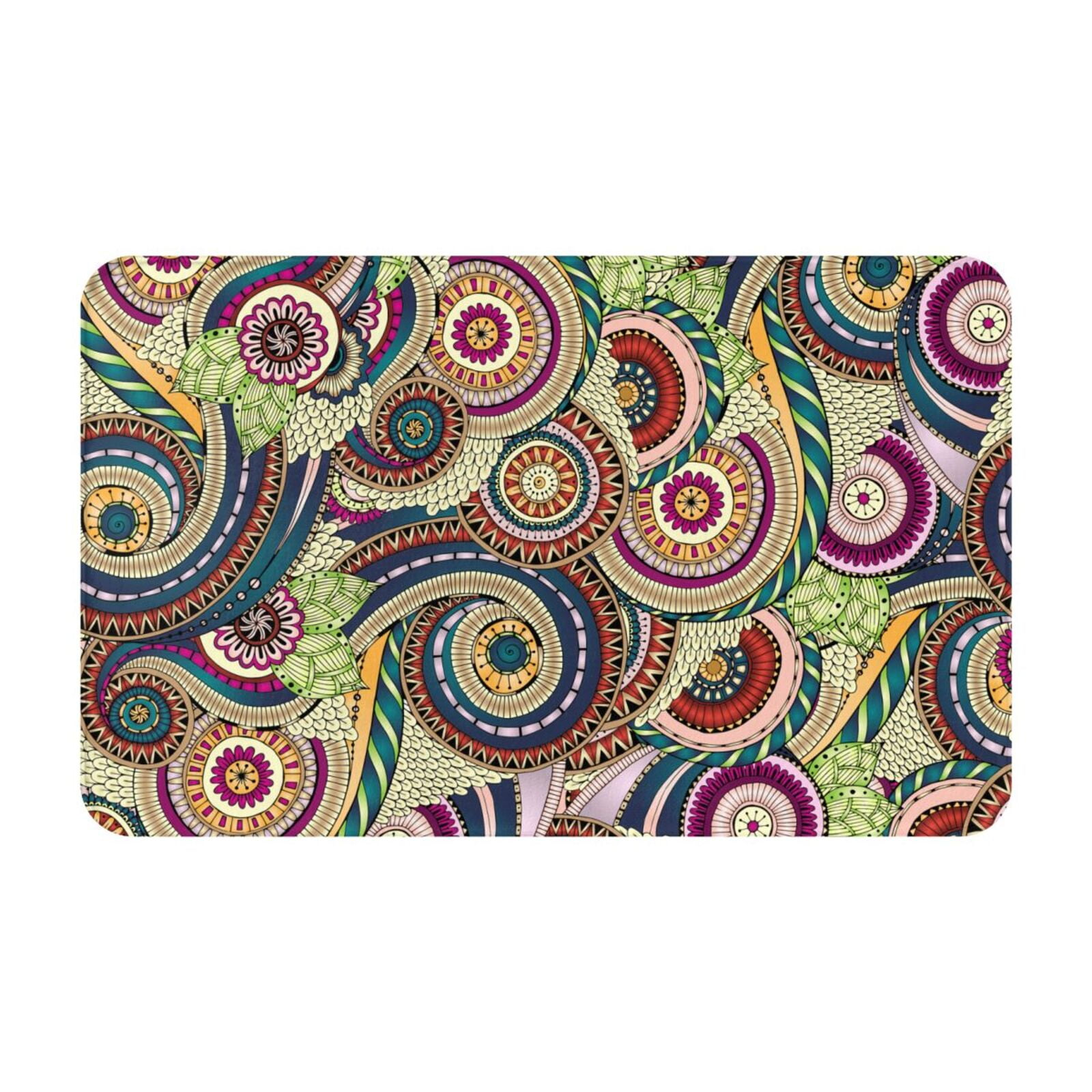 Bathroom Rugs Non Slip Washable - Colorful Mandala Spiral Pattern ...