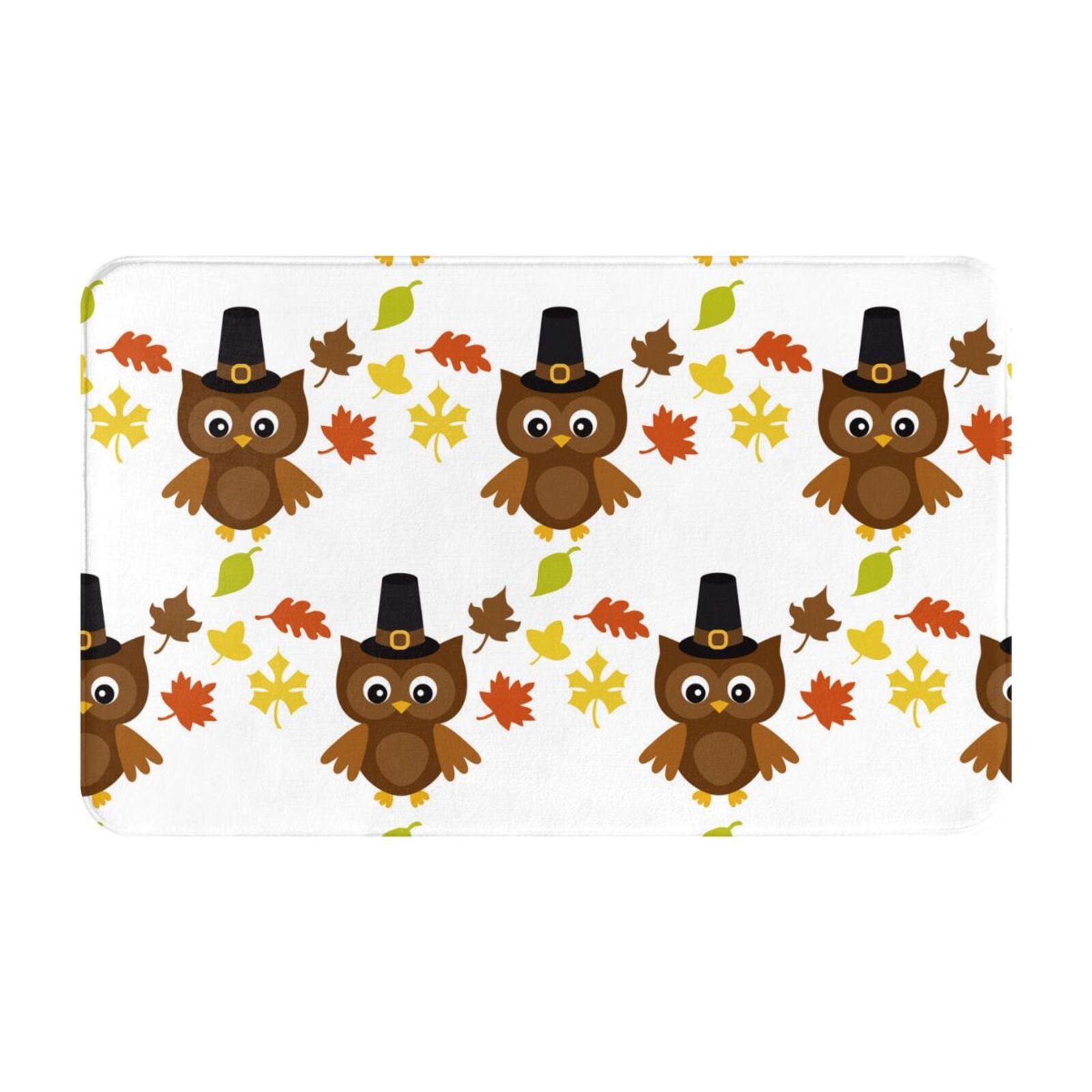 Bathroom Rugs Non Slip Washable - Colorful maple leaf owl Kitchen Mats ...