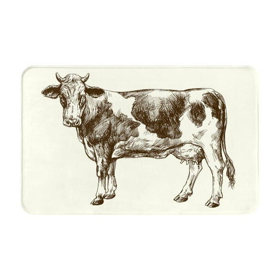 Bathroom Rugs Non Slip Washable - Cow 1 Kitchen Mats for Floor, Area ...