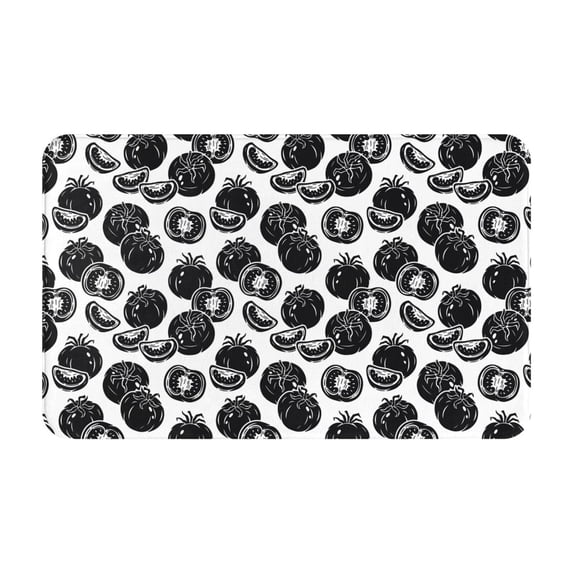 Bathroom Rugs Non Slip Washable - Cute Black Tomato Kitchen Mats for ...