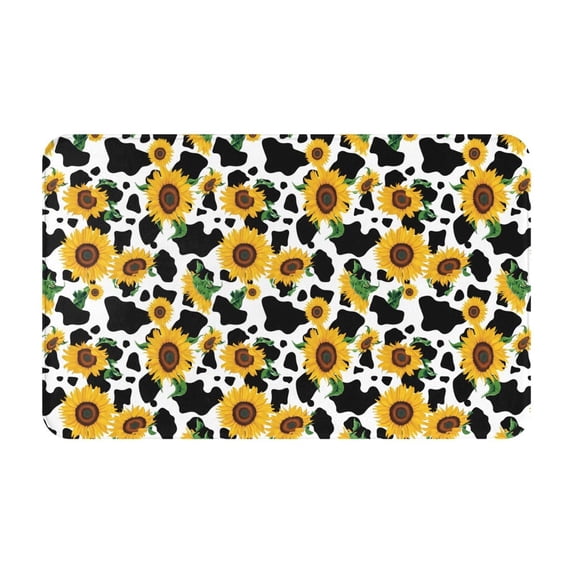Bathroom Rugs Non Slip Washable - Cute Cow Print Sunflower D Kitchen ...