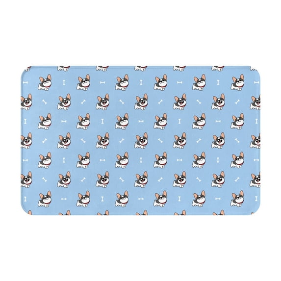 Bathroom Rugs Non Slip Washable - Cute Dog blue Puppy Kitchen Mats for ...