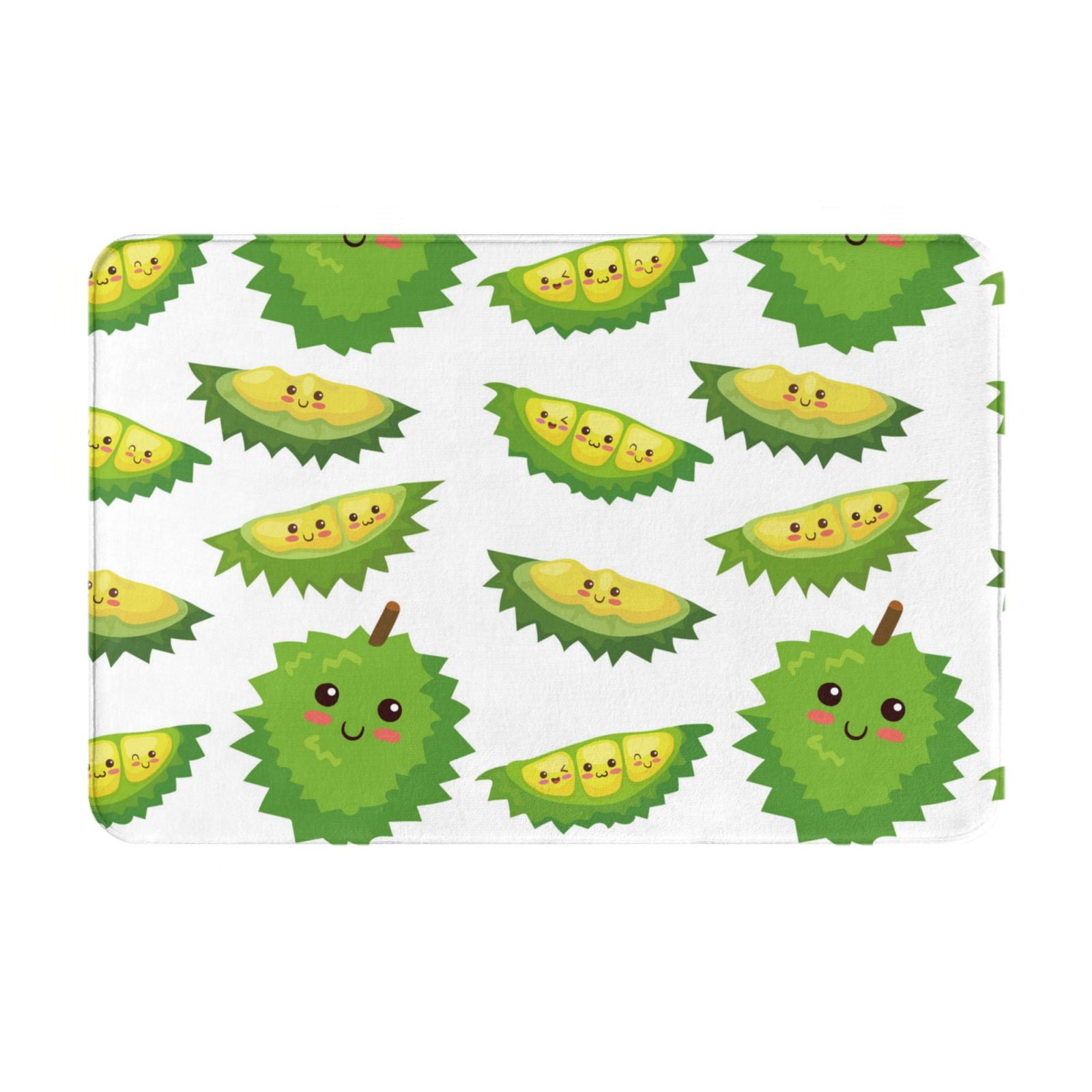 Bathroom Rugs Non Slip Washable, Cute Durian Mint Green Water Absorbing ...
