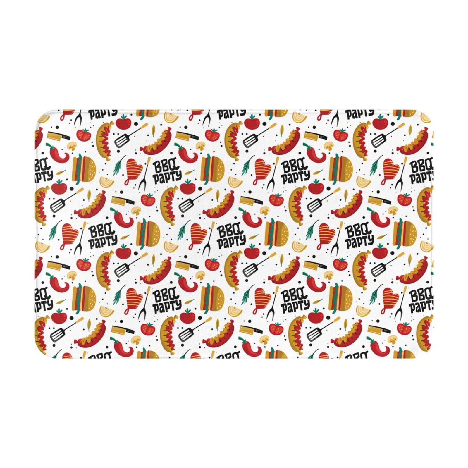 Bathroom Rugs Non Slip Washable - Cute Food Mushroom Chili Tomatoes ...