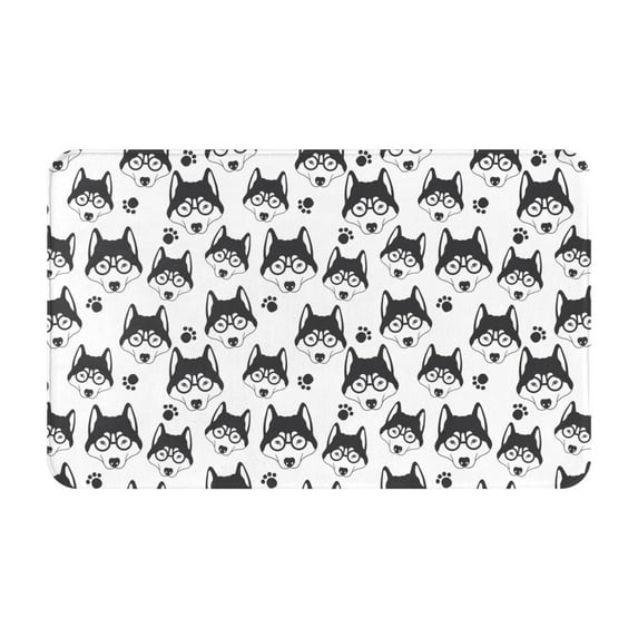 Bathroom Rugs Non Slip Washable - Cute Glasses Husky Funny Kitchen Mats ...