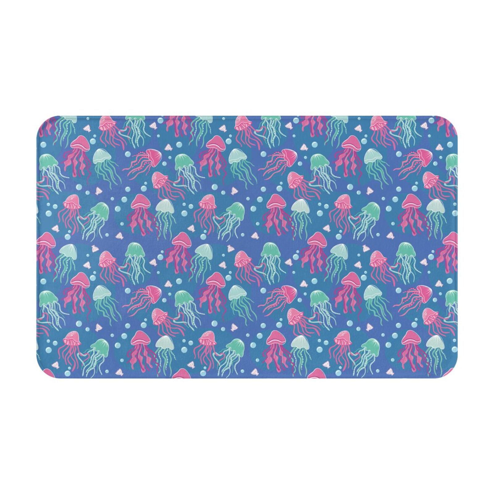 Bathroom Rugs Non Slip Washable - Cute Green Pink Jellyfish Kitchen ...