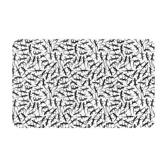 Bathroom Rugs Non Slip Washable - Cute Lizard Gecko Black White Kitchen ...