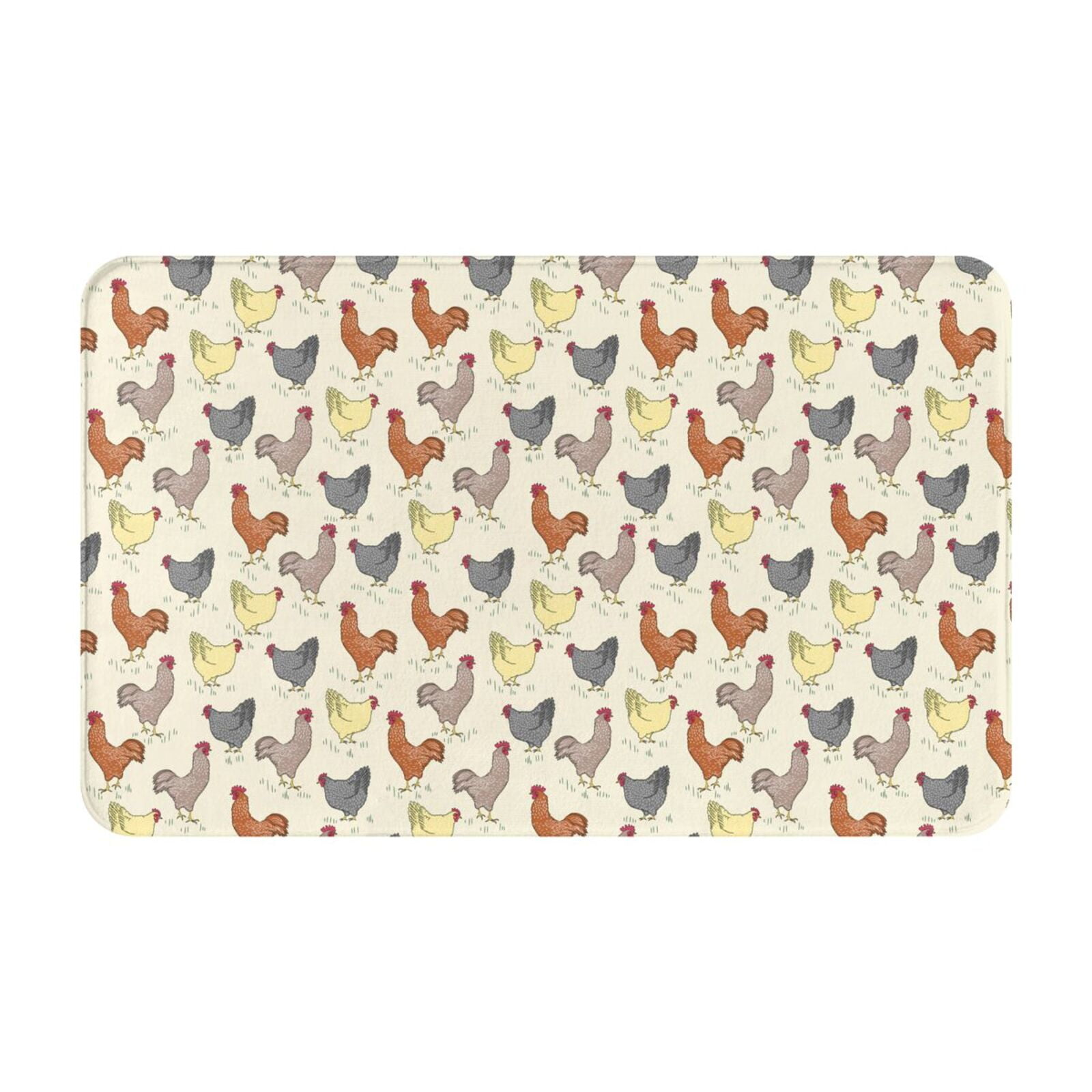 Bathroom Rugs Non Slip Washable - Cute Rooster Color Kitchen Mats for ...