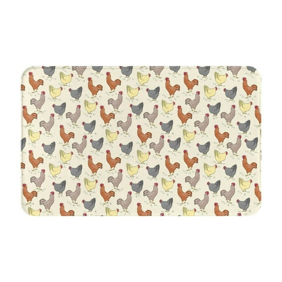 Bathroom Rugs Non Slip Washable - Cute Rooster Color Kitchen Mats for ...