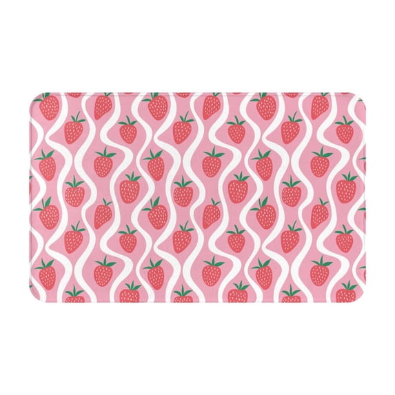 Bathroom Rugs Non Slip Washable - Cute Strawberry White Wave Kitchen ...