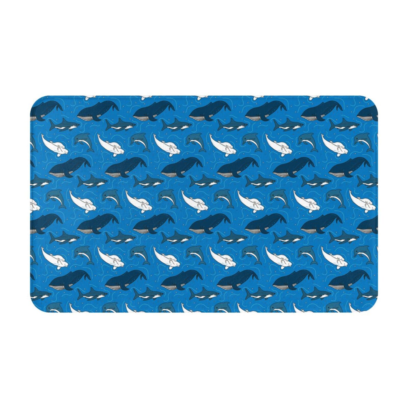 Bathroom Rugs Non Slip Washable - Cute Whale Dolphin Shark Kitchen Mats ...