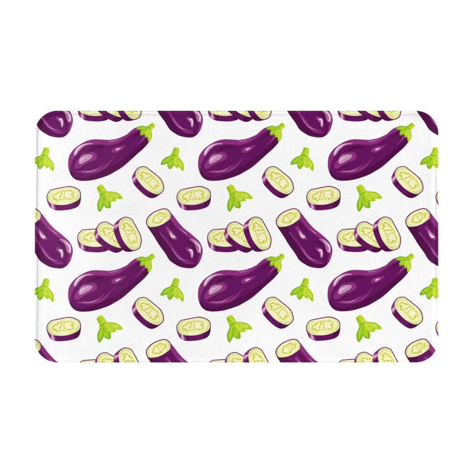 Bathroom Rugs Non Slip Washable - Eggplant slices purple Kitchen Mats ...