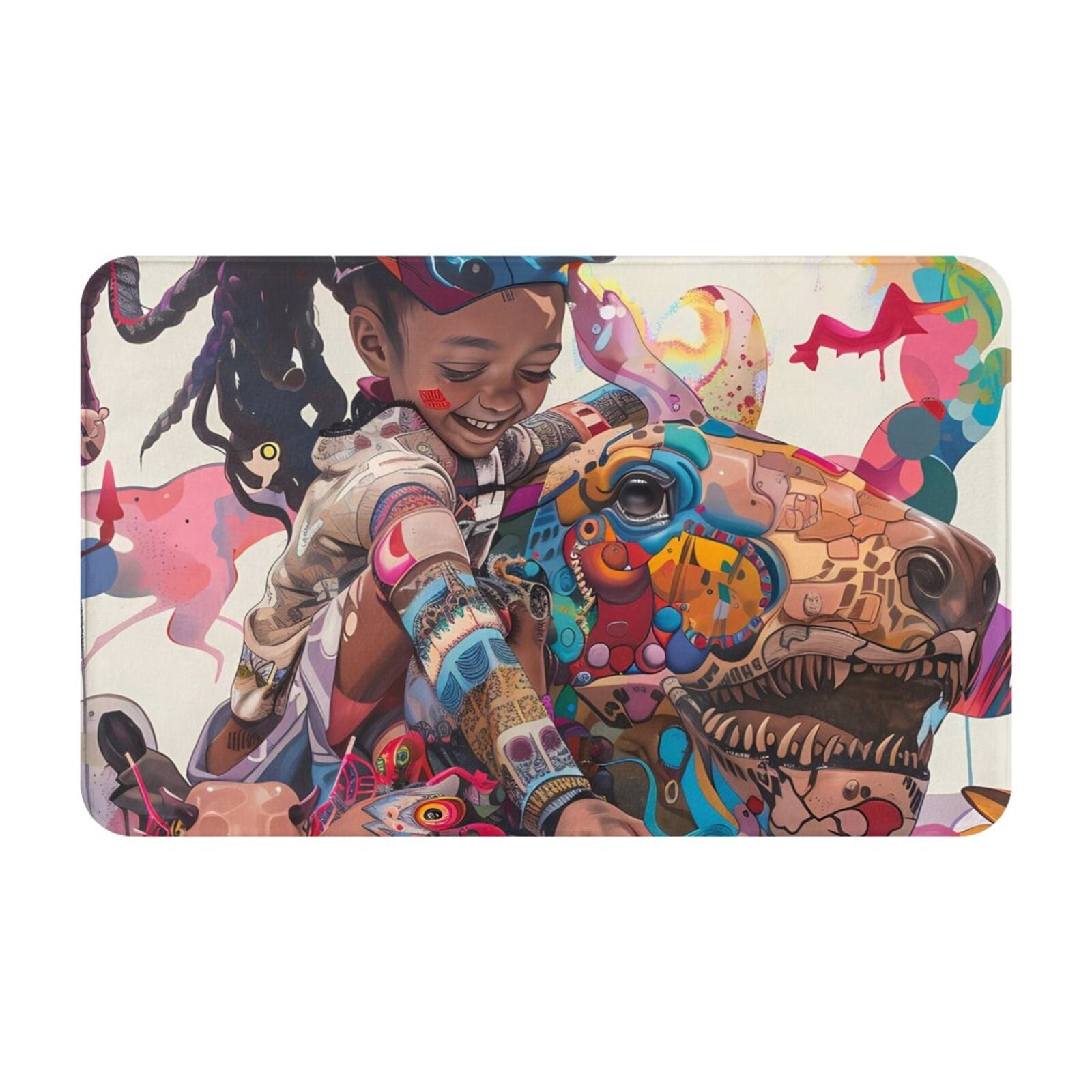 Bathroom Rugs Non Slip Washable - Fantasy Colorful Beast Kitchen Mats ...