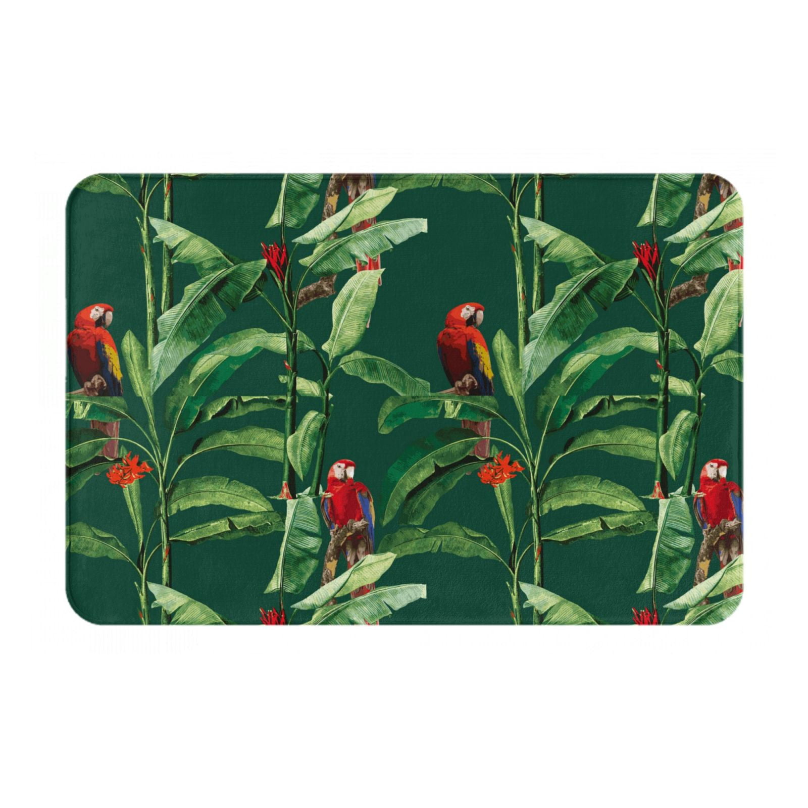 Bathroom Rugs Non Slip Washable, Farmhouse Cute Parrot Banana Leaf ...