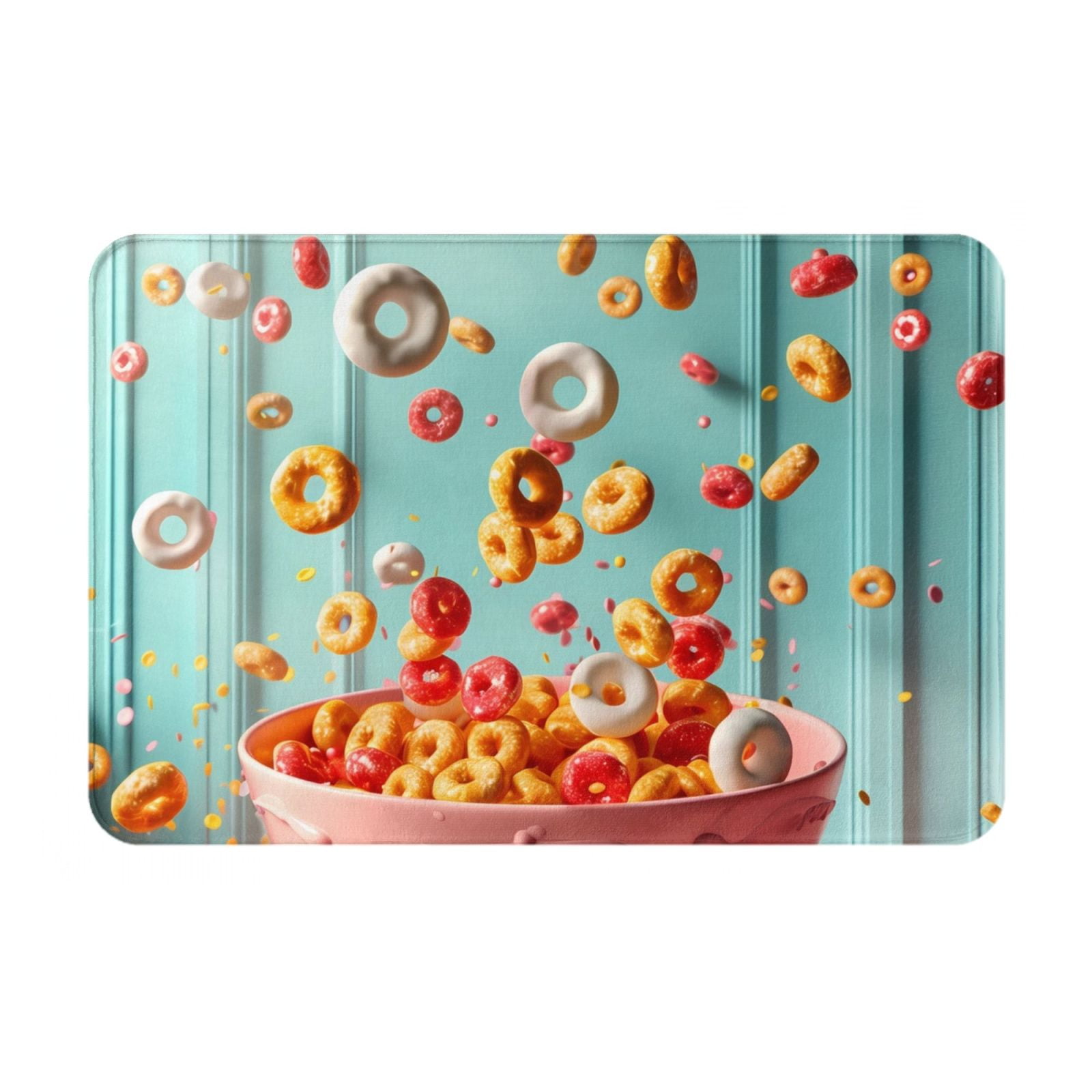 Bathroom Rugs Non Slip Washable, Floating Colorful Cereal Water ...