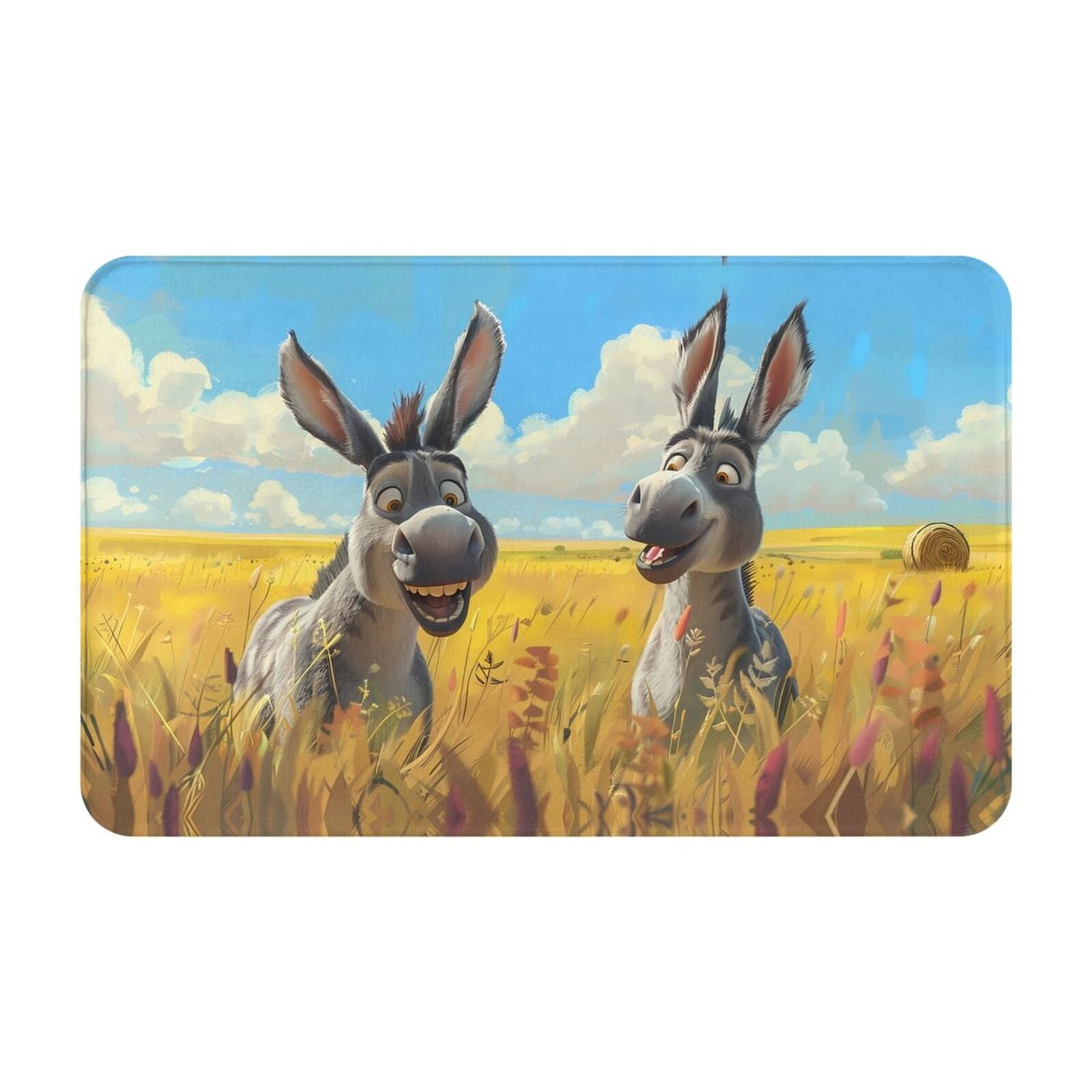 Bathroom Rugs Non Slip Washable - Funny Countryside Donkey Kitchen Mats ...