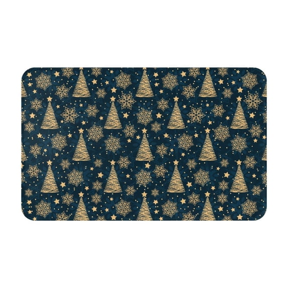 Bathroom Rugs Non Slip Washable - Gold Snowflake Christmas Tree Kitchen ...