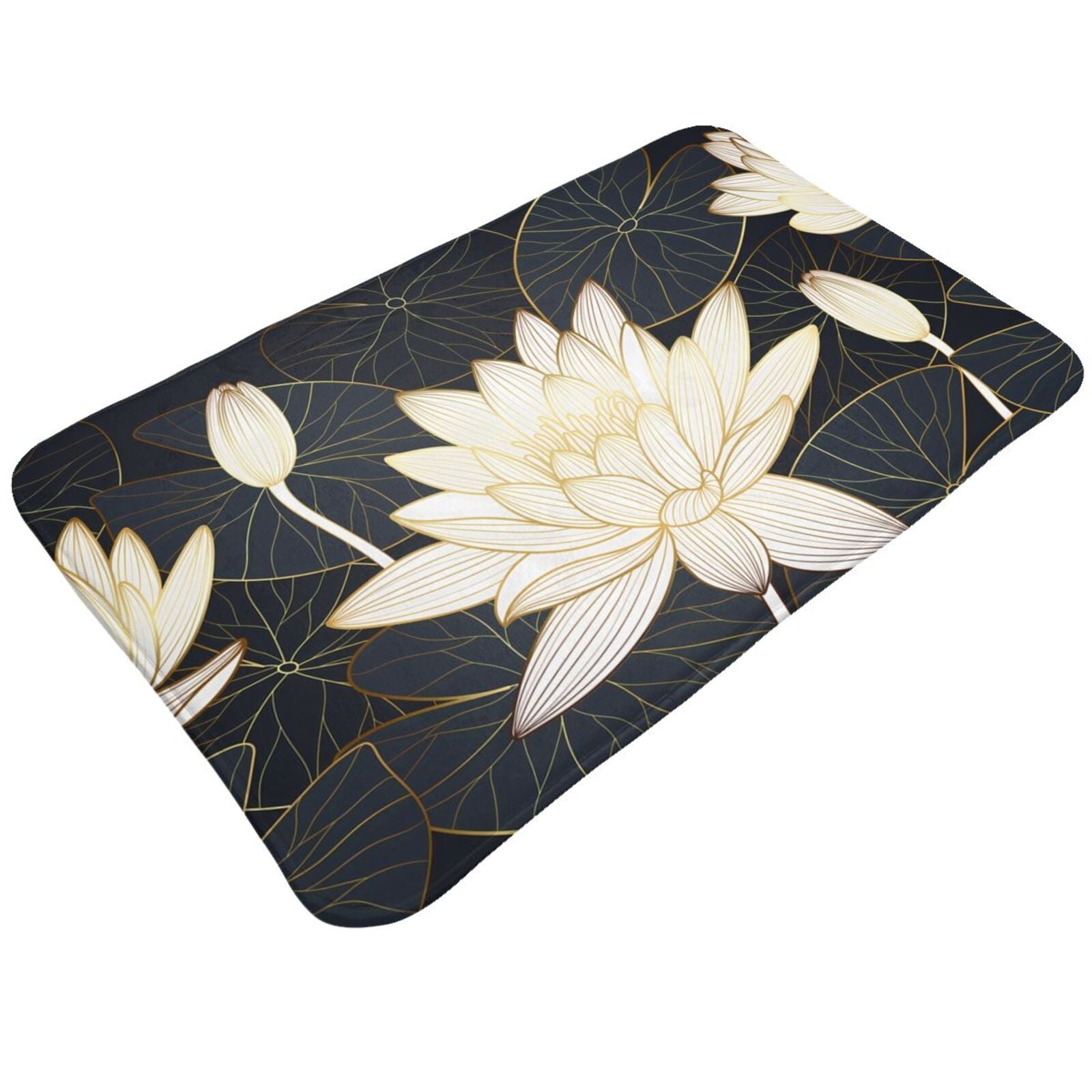Bathroom Rugs Non Slip Washable, Golden Lotus Water Absorbing Bath Mats ...