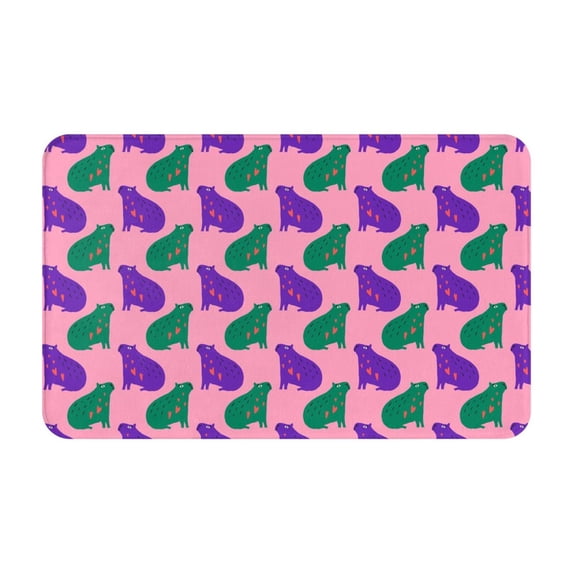 Bathroom Rugs Non Slip Washable - Green Purple Capybaras Kitchen Mats ...