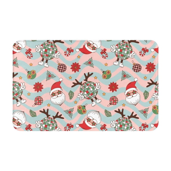 Bathroom Rugs Non Slip Washable - Groovy Retro Santa Kitchen Mats for ...