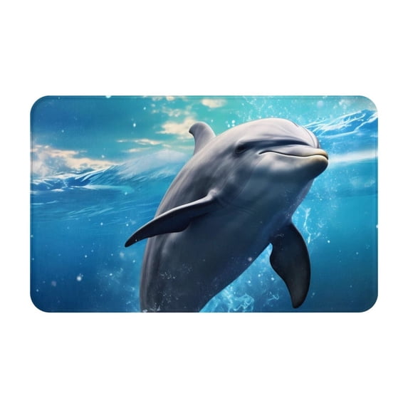 Bathroom Rugs Non Slip Washable - Ice Blue Ocean Cute Dolphin Kitchen ...