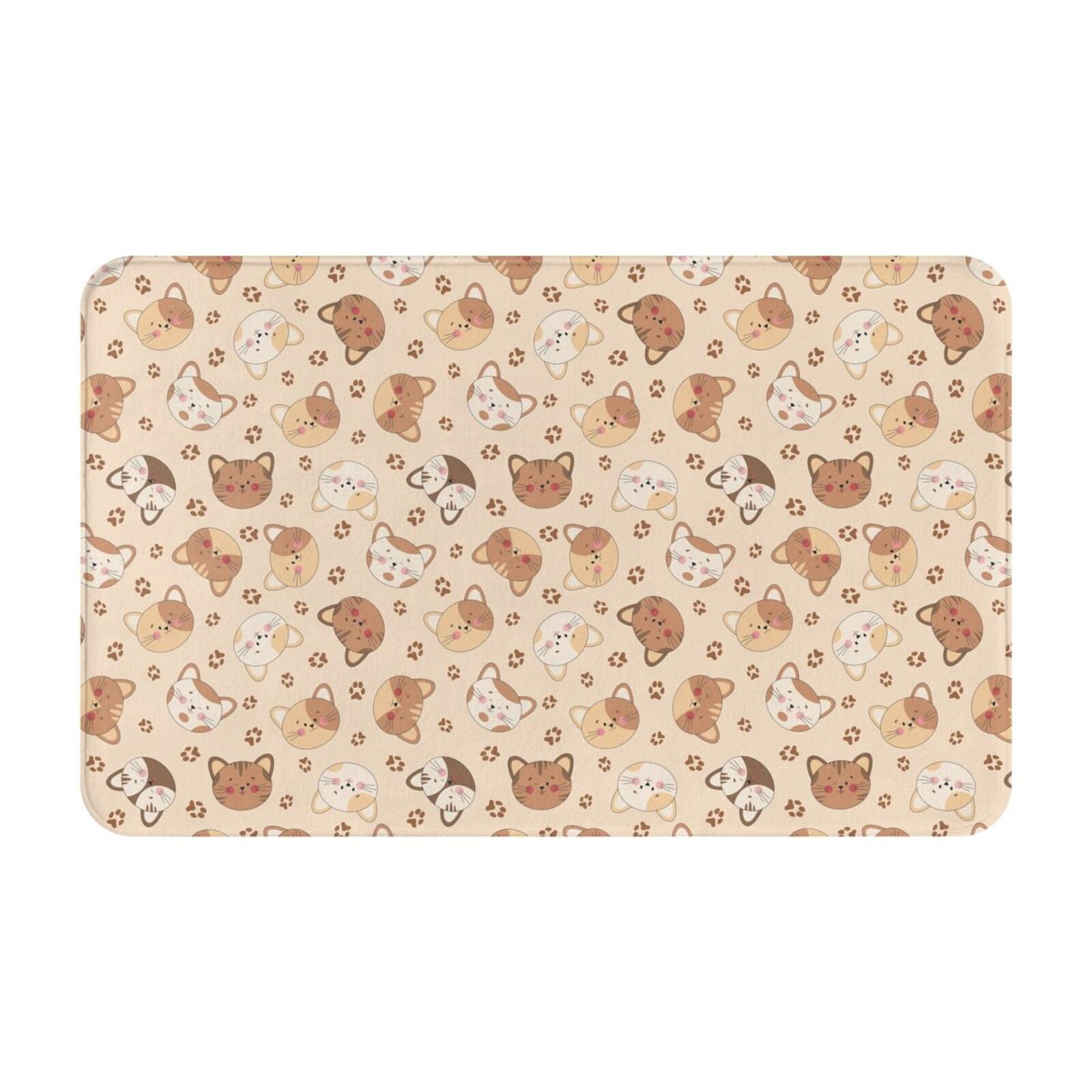 Bathroom Rugs Non Slip Washable - Kawaii Cartoon Cat Face Kitchen Mats ...