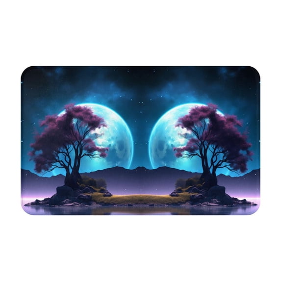 Bathroom Rugs Non Slip Washable - Lakeside Tree Blue Moon Kitchen Mats ...