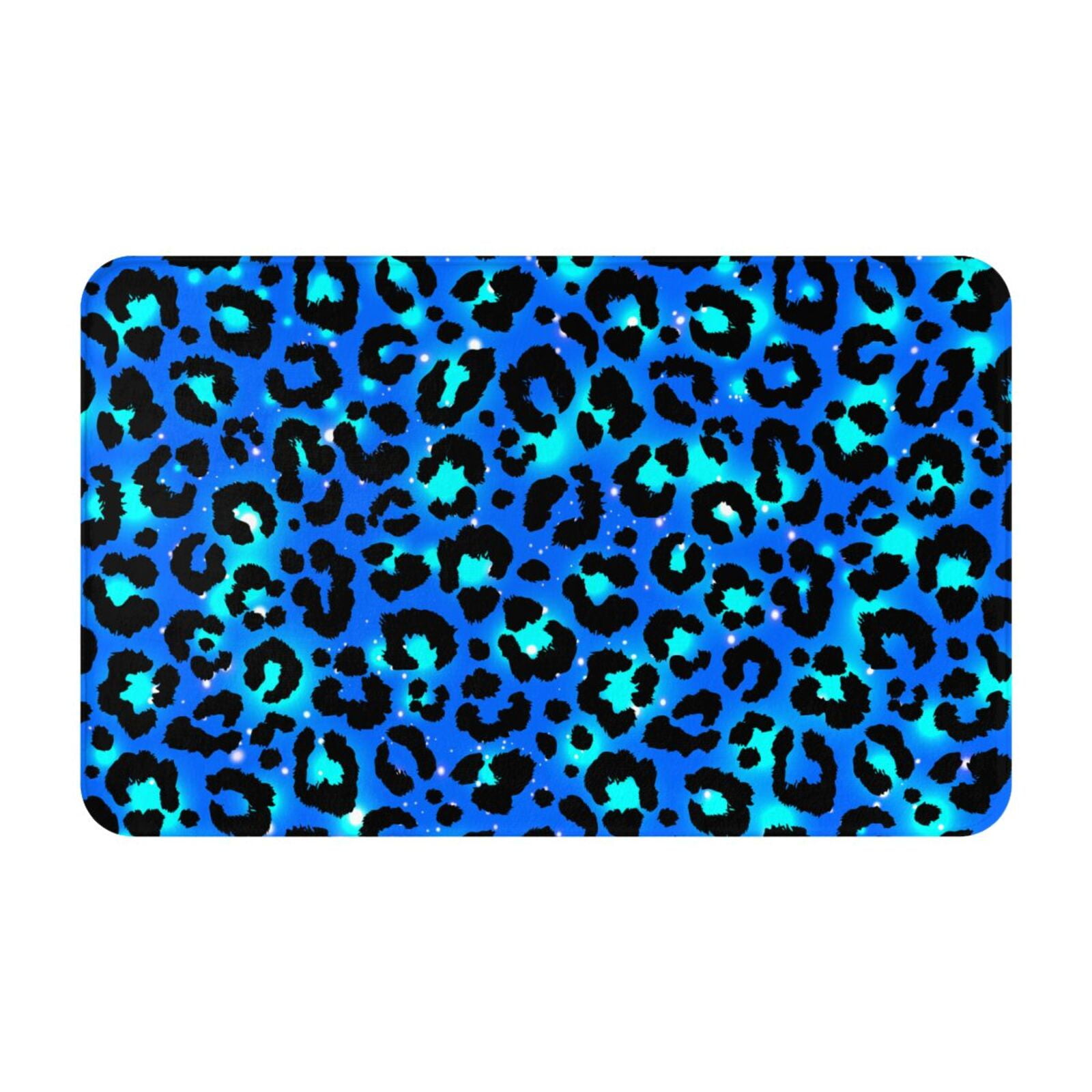 Bathroom Rugs Non Slip Washable - Light Blue Leopard Print Kitchen Mats ...