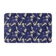 Bathroom Rugs Non Slip Washable - Lilies Flowers Dark Blue Kitchen Mats ...
