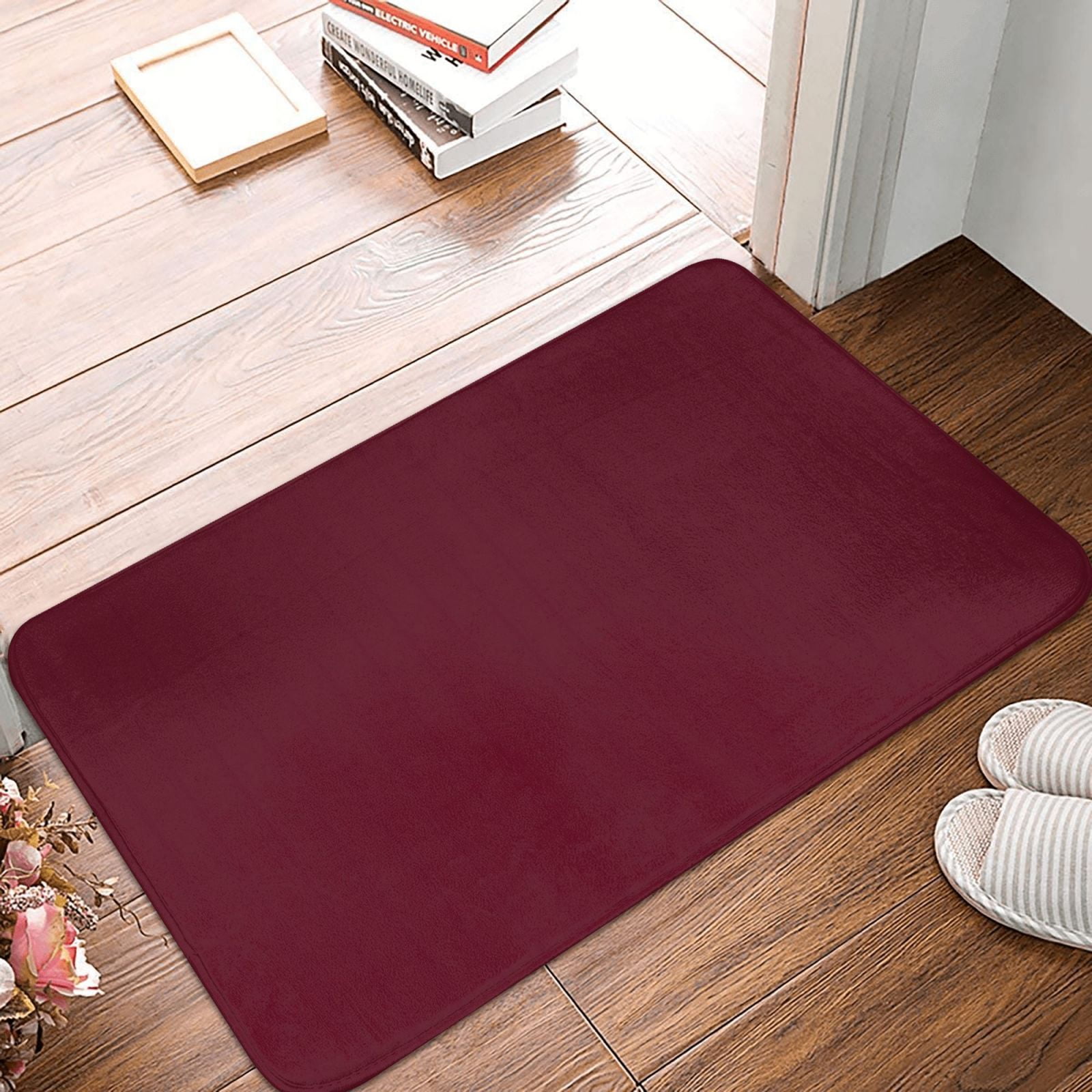 Bathroom Rugs Non Slip Washable, Maroon Water Absorbing Bath Mats for ...