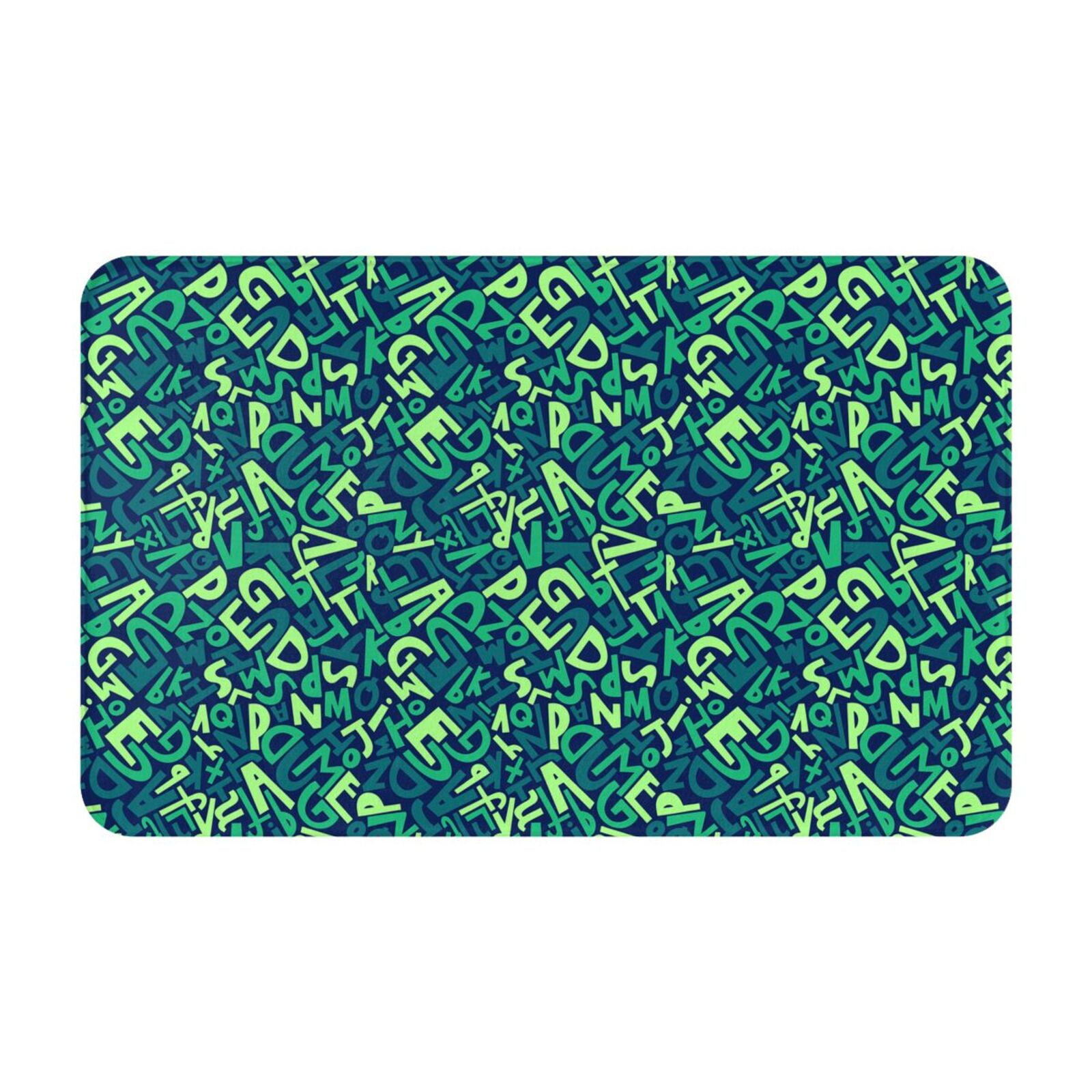 Bathroom Rugs Non Slip Washable - Math letter Print green Kitchen Mats ...