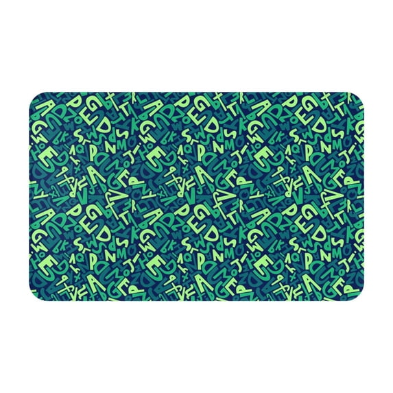 Bathroom Rugs Non Slip Washable - Math letter Print green Kitchen Mats ...