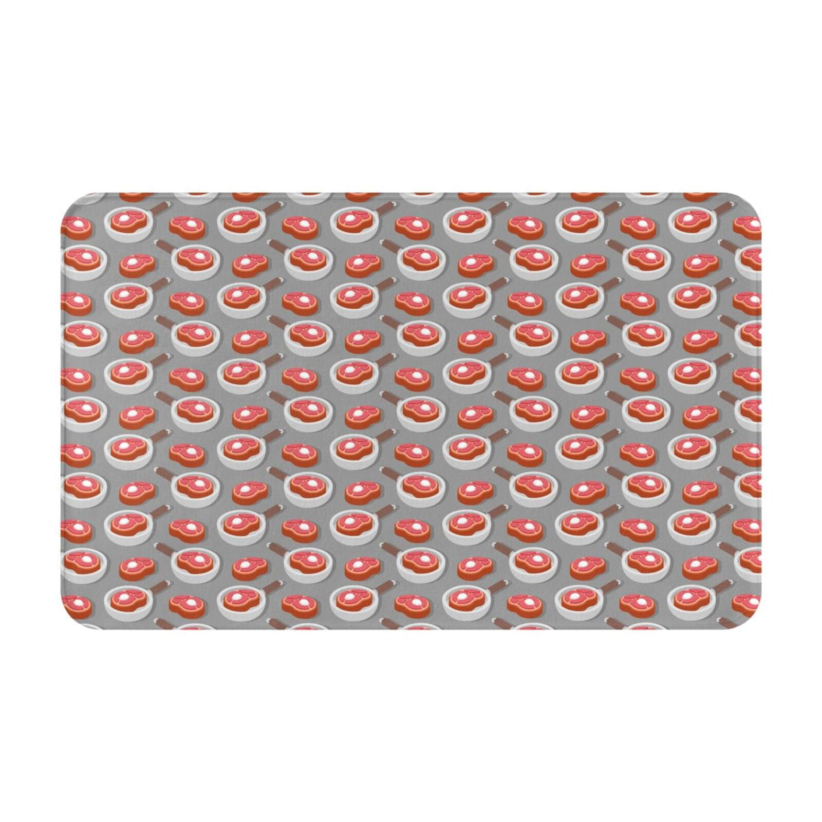 Bathroom Rugs Non Slip Washable - Pan Fried Steak Print Kitchen Mats ...