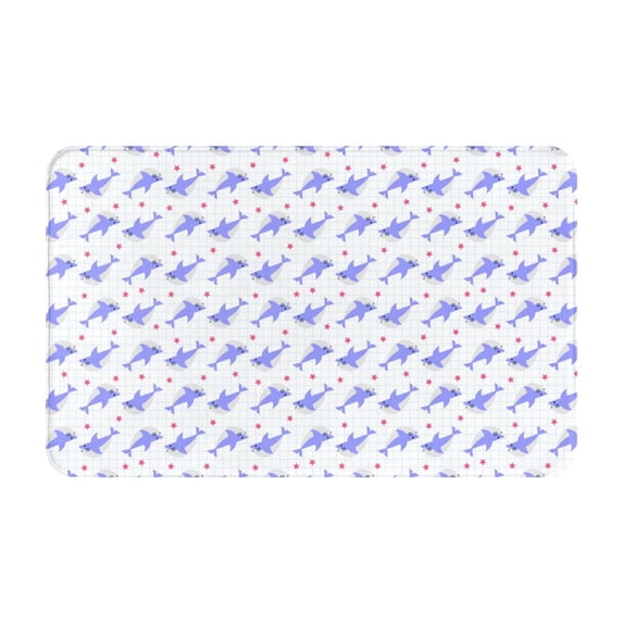 Bathroom Rugs Non Slip Washable - Plaid Cartoon Cute Shark Purple ...