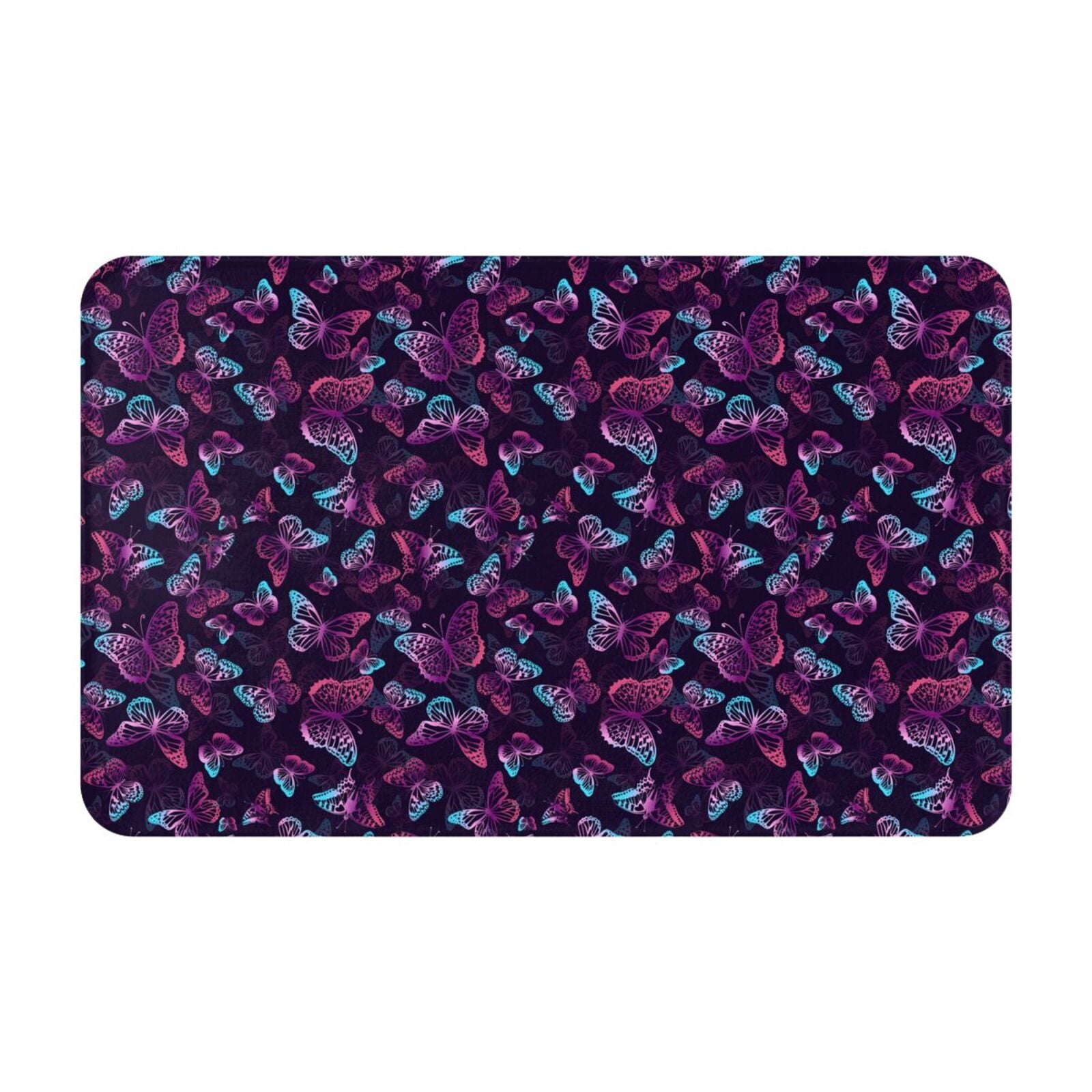 Bathroom Rugs Non Slip Washable - Purple Butterfly Kitchen Mats for ...