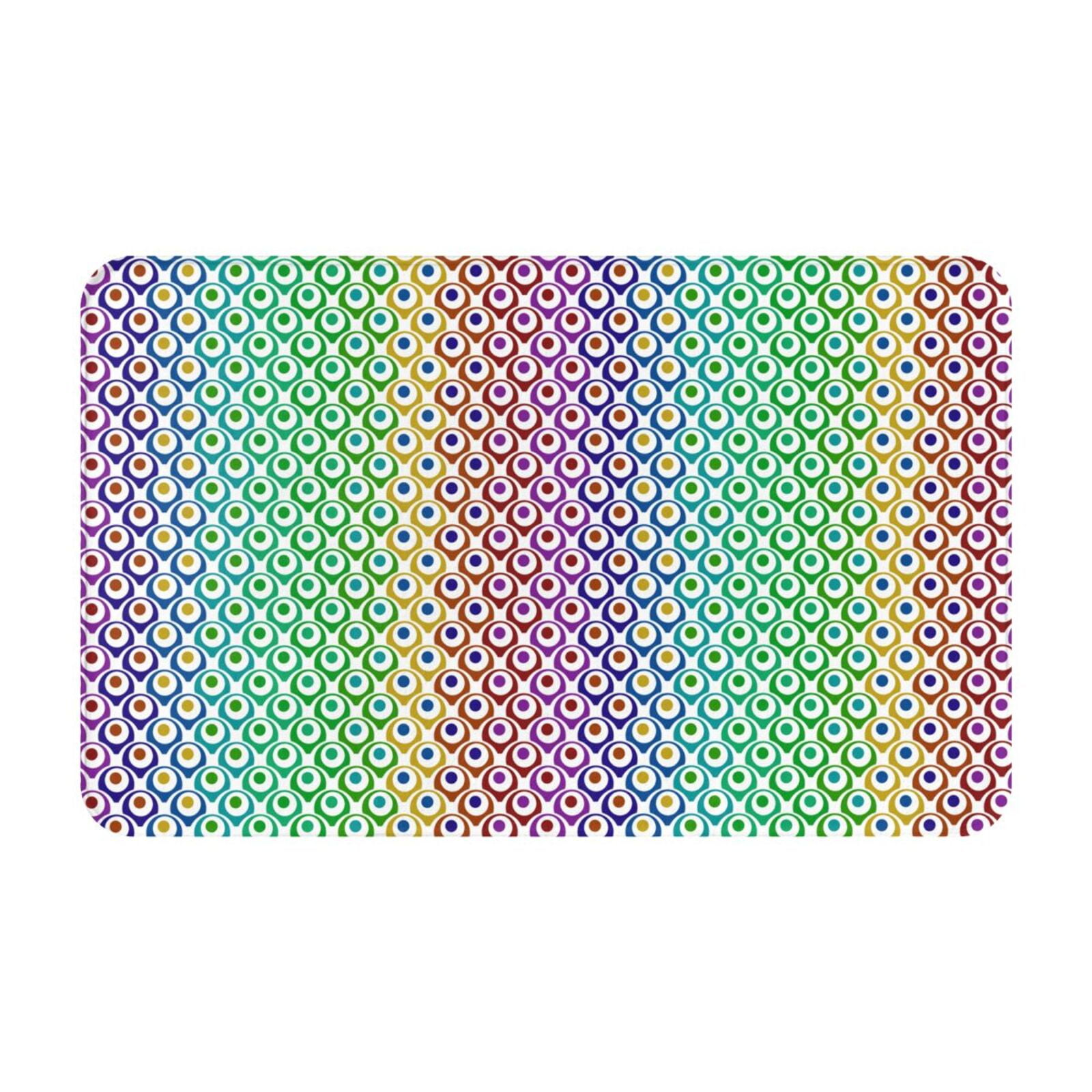 Bathroom Rugs Non Slip Washable - Rainbow Peacock Feathers Kitchen Mats ...