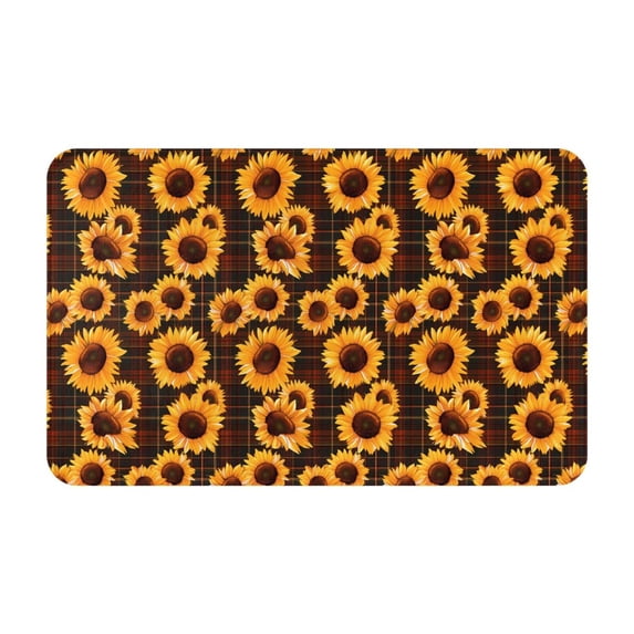 Bathroom Rugs Non Slip Washable - Red Black Plaid Sunflower Kitchen ...