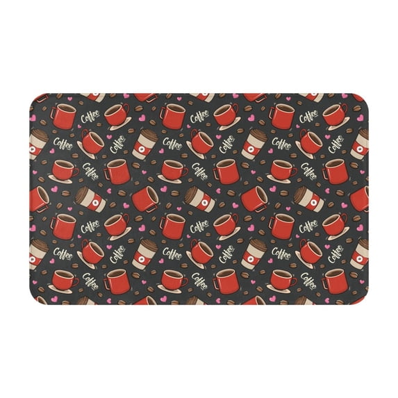 Bathroom Rugs Non Slip Washable - Red Mug Coffee Print Kitchen Mats for ...