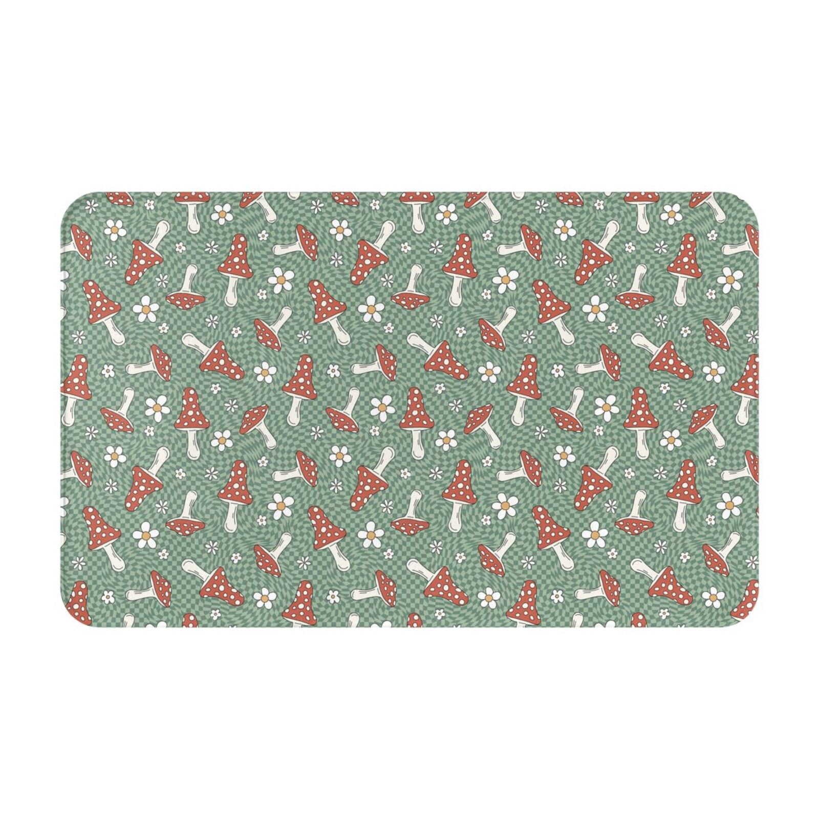 Bathroom Rugs Non Slip Washable - Retro Hippie Groovy Mushroom Kitchen ...