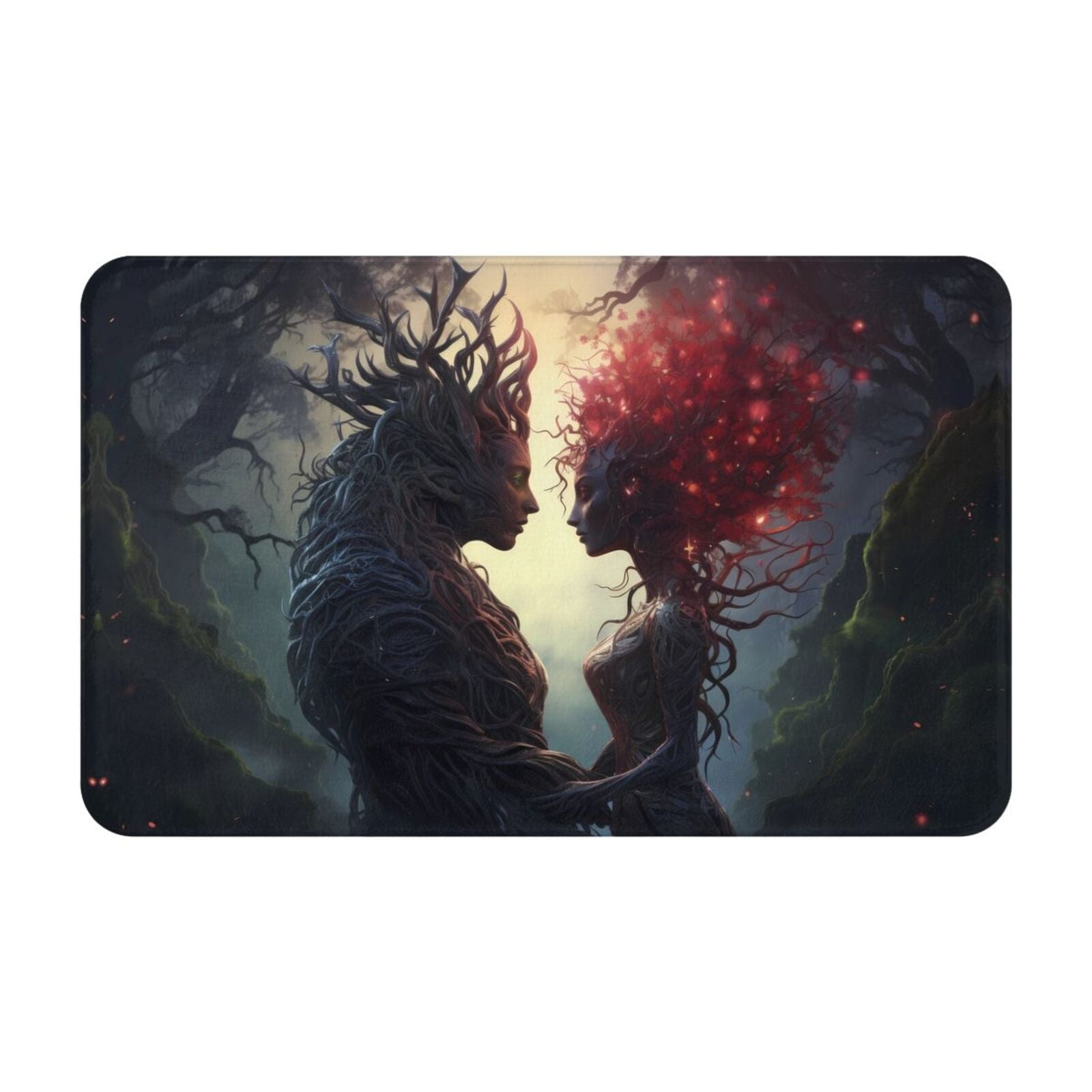 Bathroom Rugs Non Slip Washable - Romantic Forest Couple Kitchen Mats ...