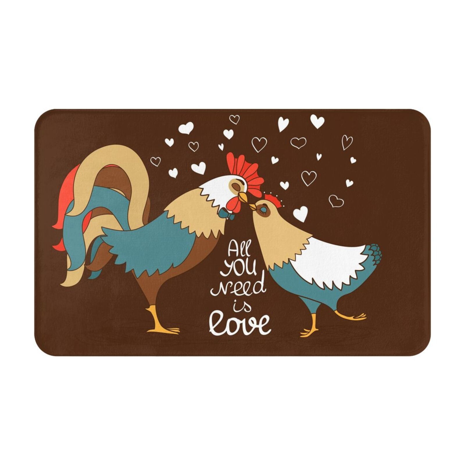 Bathroom Rugs Non Slip Washable - Rooster And Chicken Kitchen Mats for ...