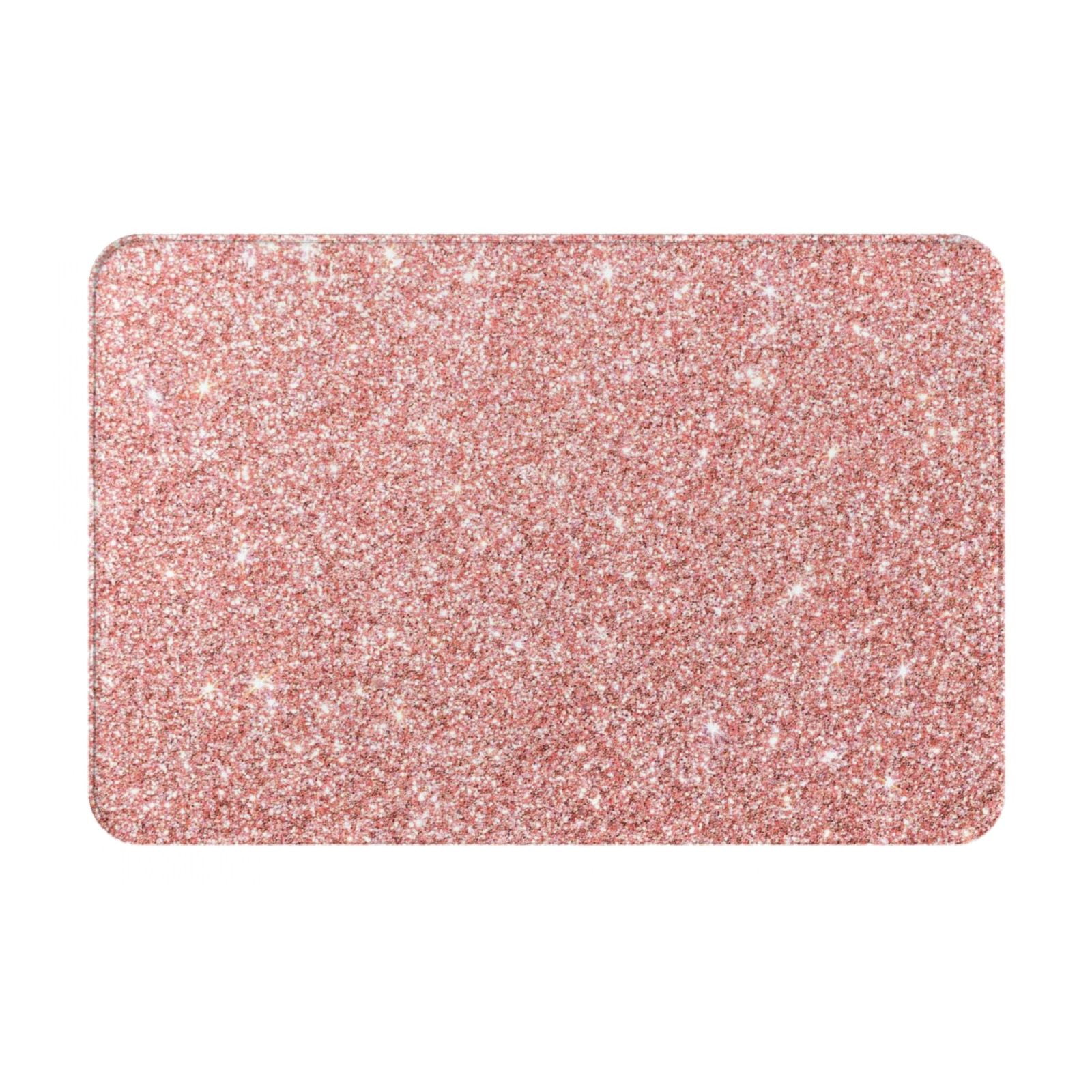 Bathroom Rugs Non Slip Washable, Rose Gold Pink Glitter Water Absorbing ...