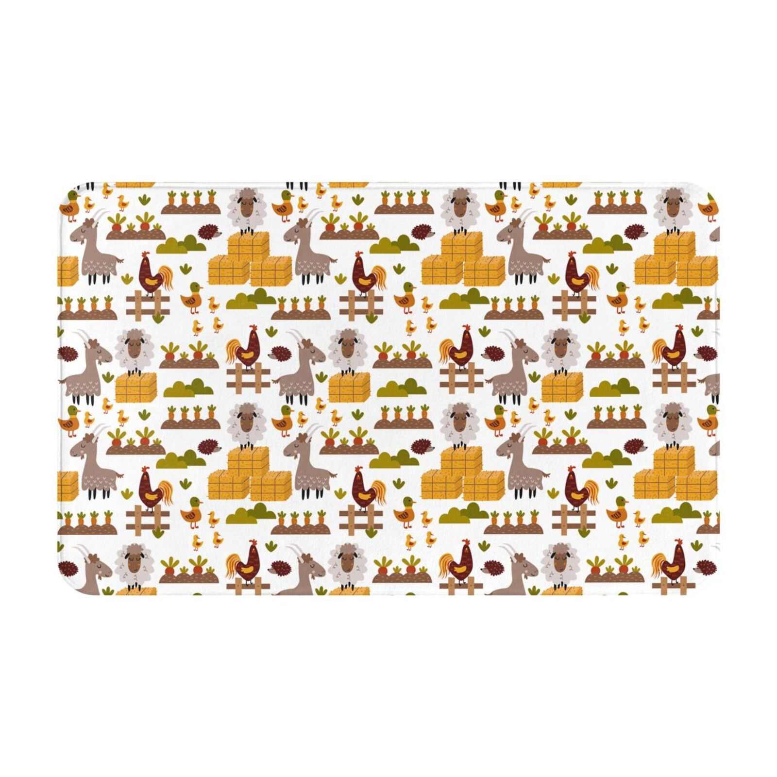 Bathroom Rugs Non Slip Washable - Sheep Chicken Carrot Hedgehog Duck ...