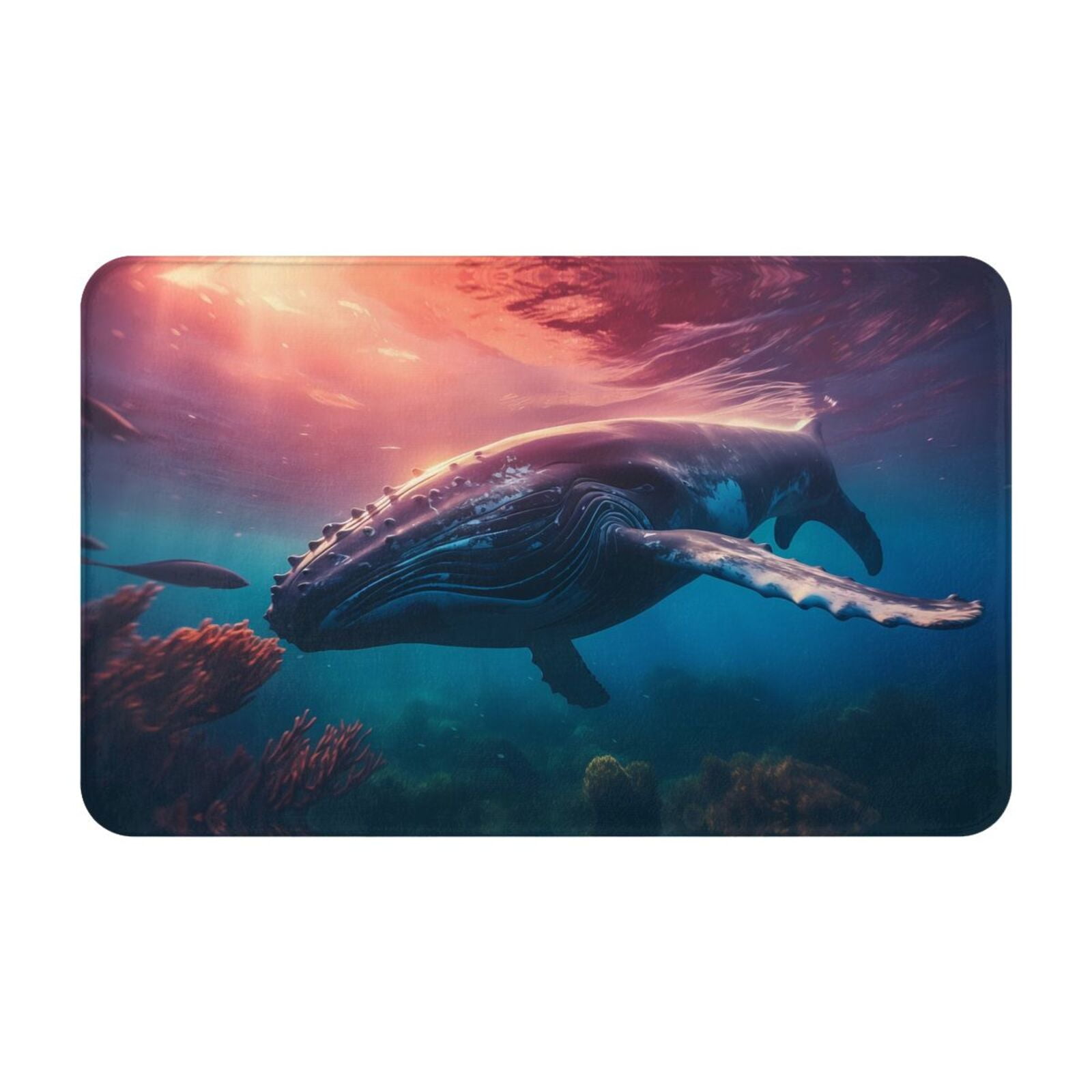Bathroom Rugs Non Slip Washable, Sunshine Ocean Whale Water Absorbing ...