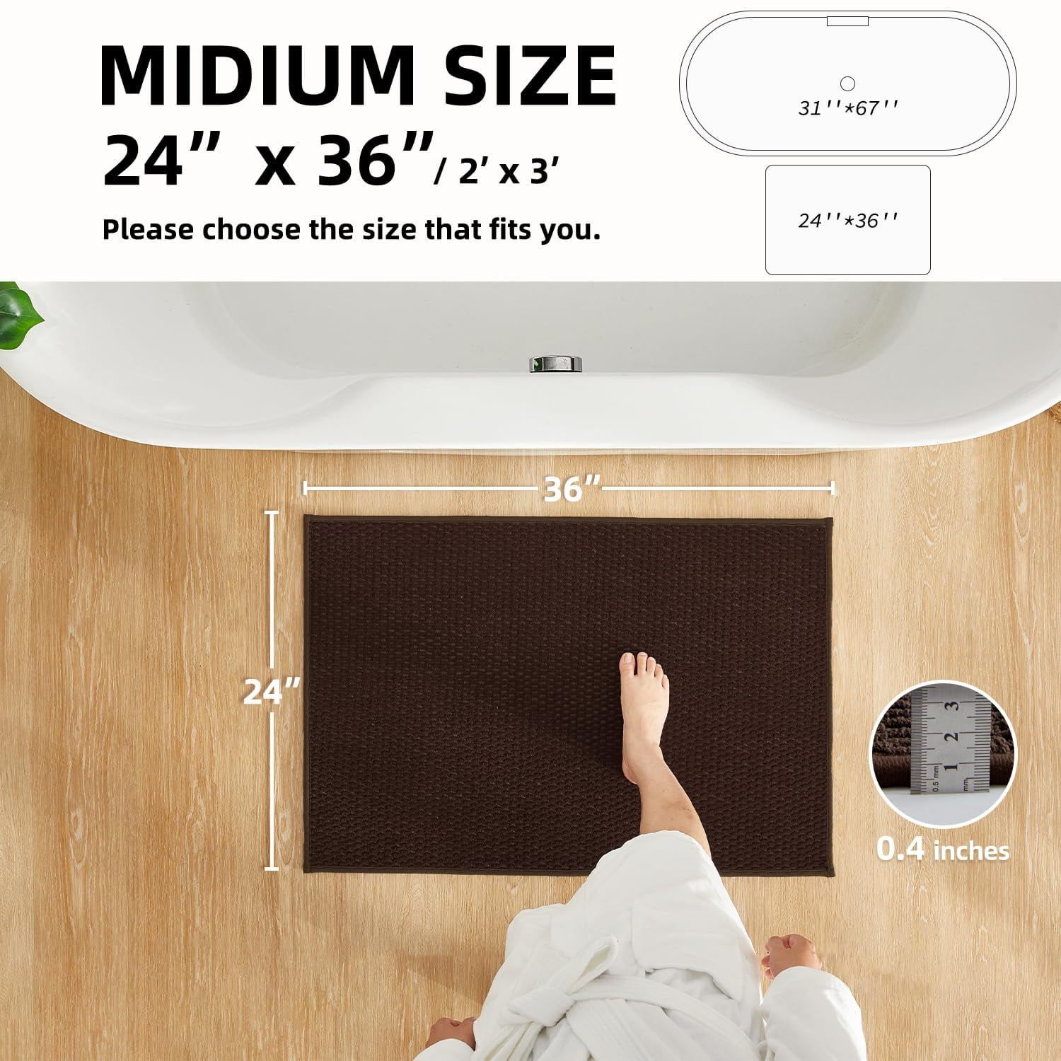 Bathroom Rugs Non Slip Washable Super Absorbent Thin Bath Mat Quick Dry ...