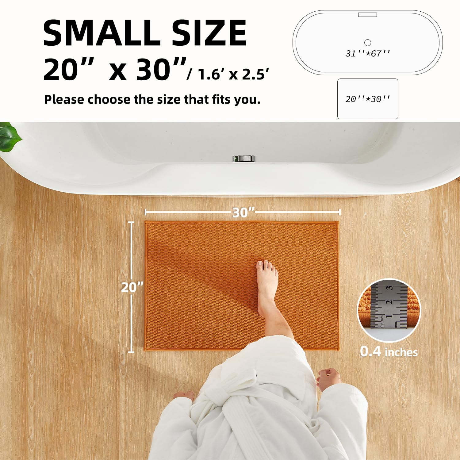 Bathroom Rugs Non Slip Washable Super Absorbent Thin Bath Mat Small ...