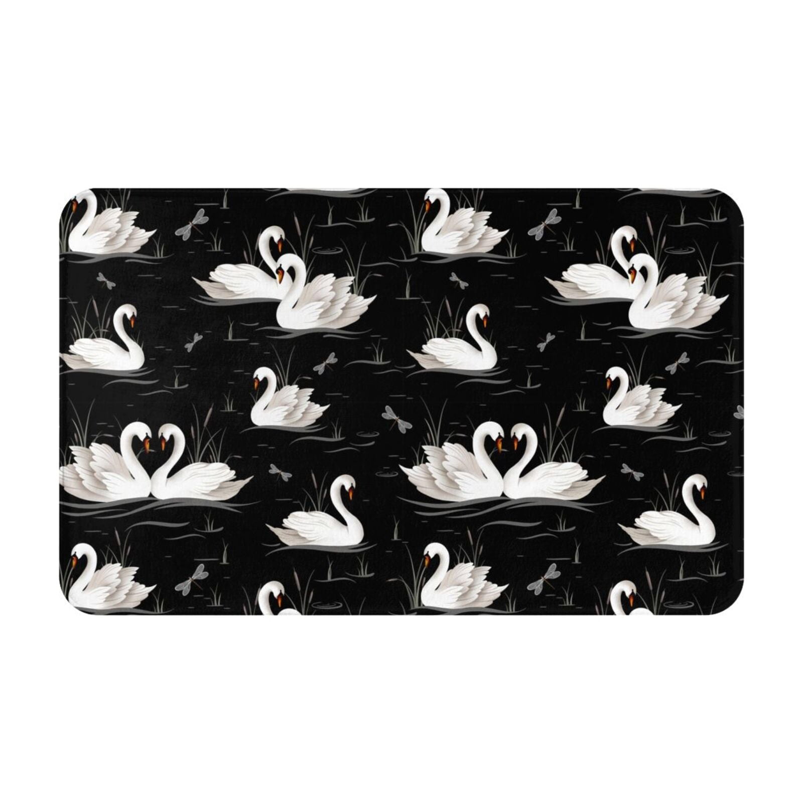Bathroom Rugs Non Slip Washable - Swan And Dragonflies Kitchen Mats for ...