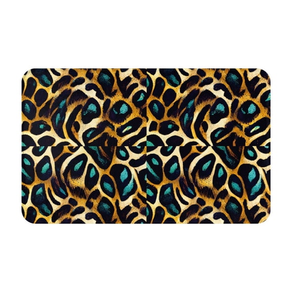 Bathroom Rugs Non Slip Washable - Teal Leopard Kitchen Mats for Floor ...